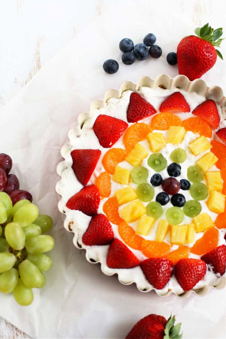 No-Bake Rainbow Fruit Tart (Dairy Free). - The Pretty Bee